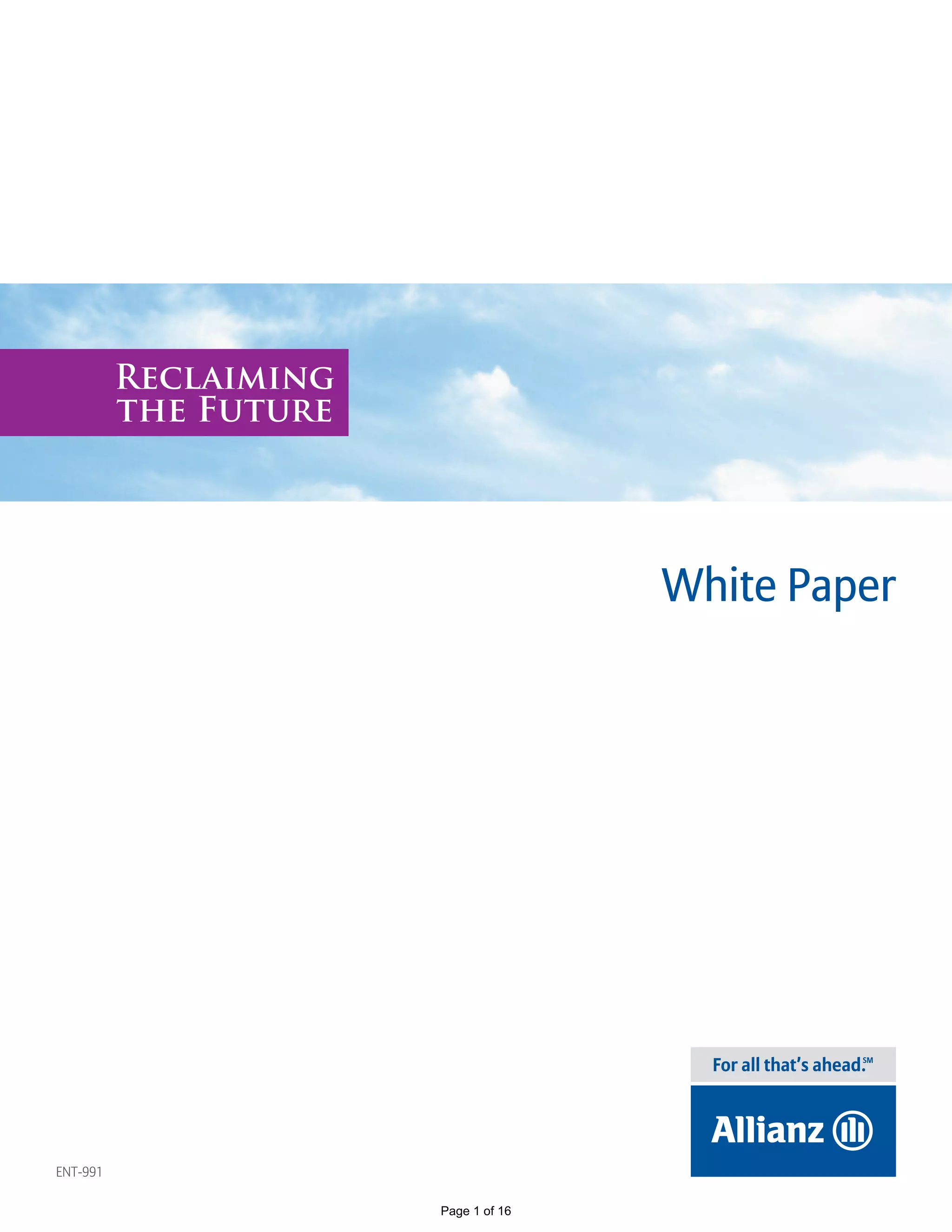 Allianz Life North America – Reclaiming the Future | PDF