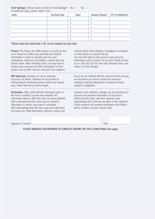 Allianz Machinery Breakdown Claim Form | PDF