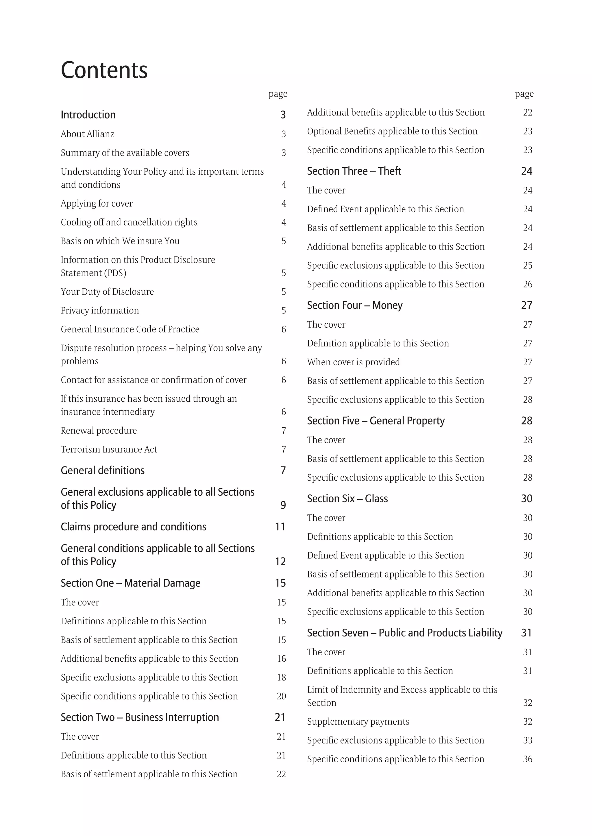 Allianz Office Pack PDS (Product Disclosure Statement / Policy Wording ...