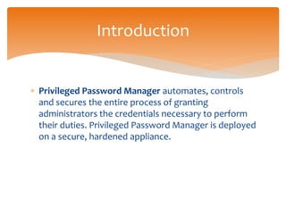 Dell Quest TPAM Privileged Access Control | PPTX