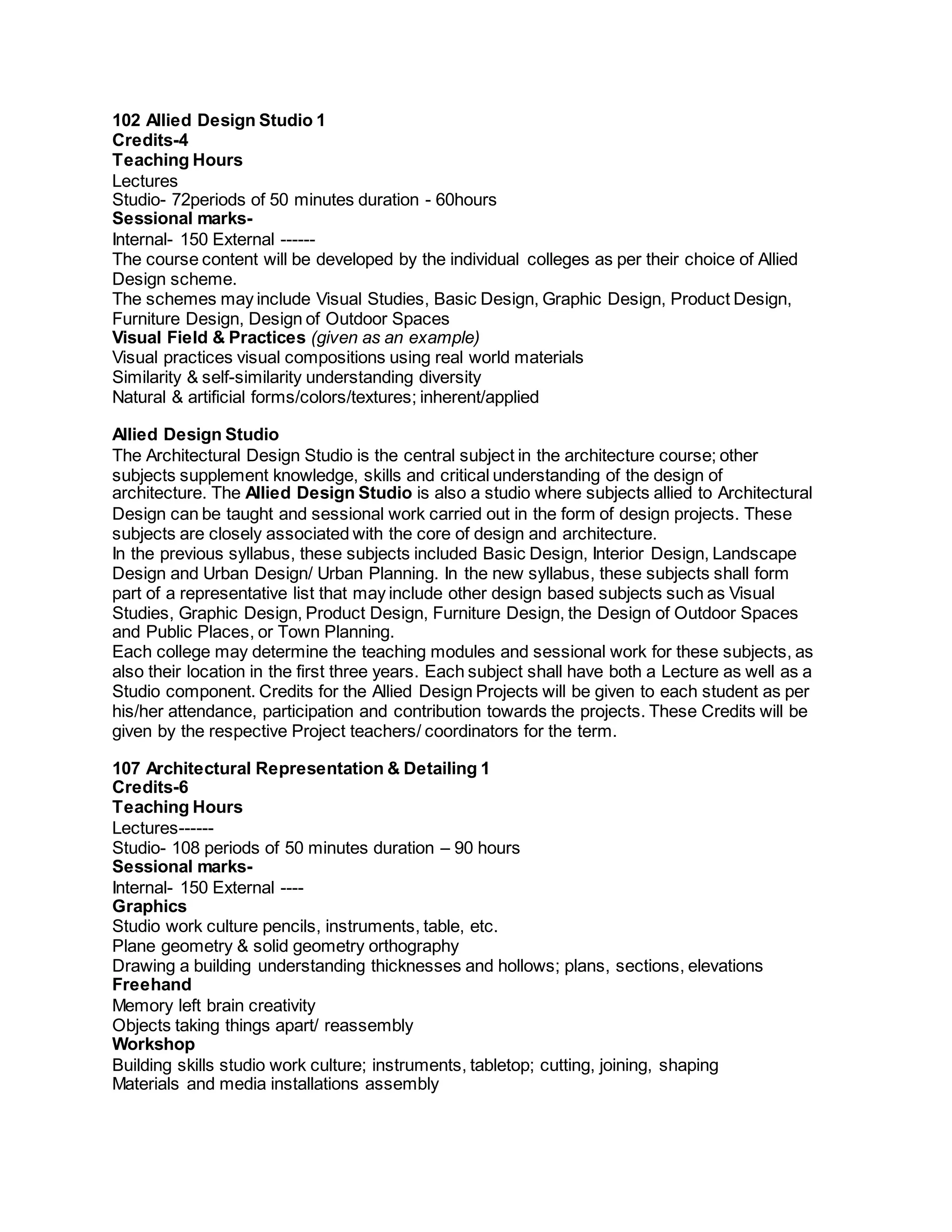 Allied design studio 1 and ard syllabus | PDF