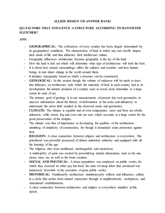 Allied design answer bank | DOCX