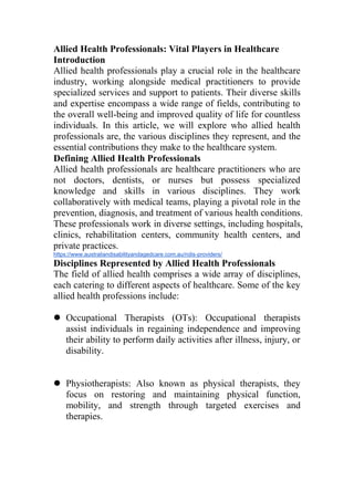 Allied Health Professionals.docx | Physical Therapy | Wellness
