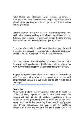 Allied Health Professionals.docx | Physical Therapy | Wellness