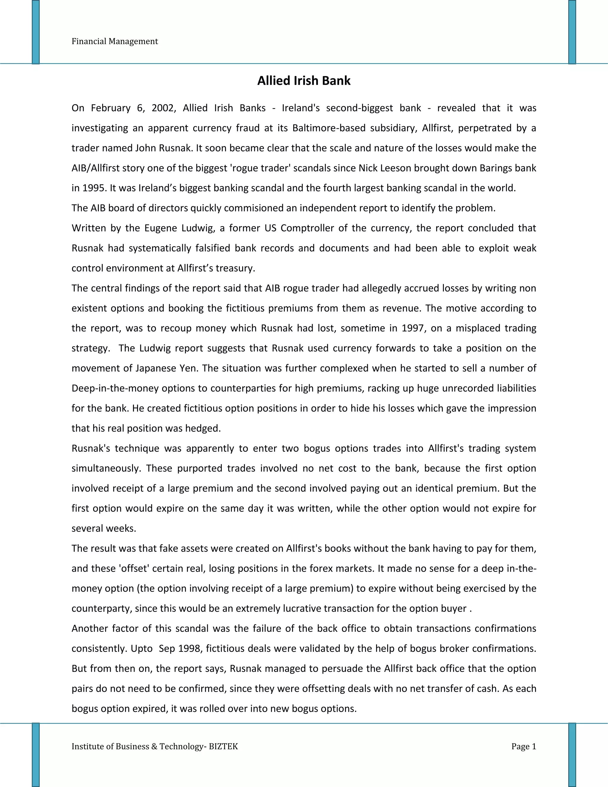 Allied irish bank | DOCX