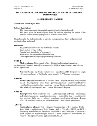 Allied physics 2 syllabus | PDF | Physics | Science