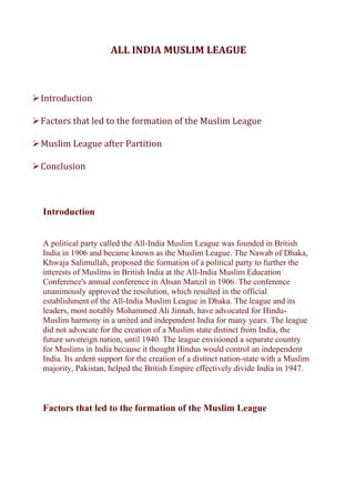 All India Muslim League | PDF