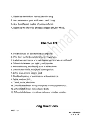 All in One|Biology|Important Questions of Biology | PDF
