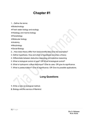 All in One|Biology|Important Questions of Biology | PDF