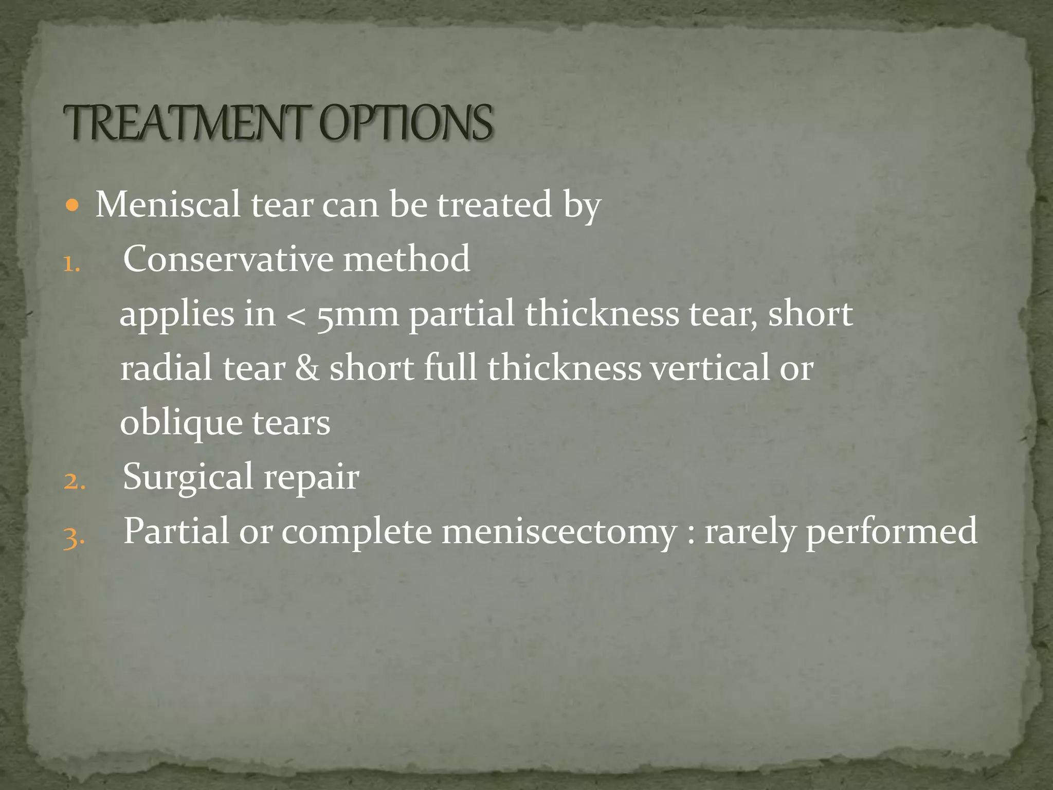 Meniscus repair : basics & surgery | PPTX