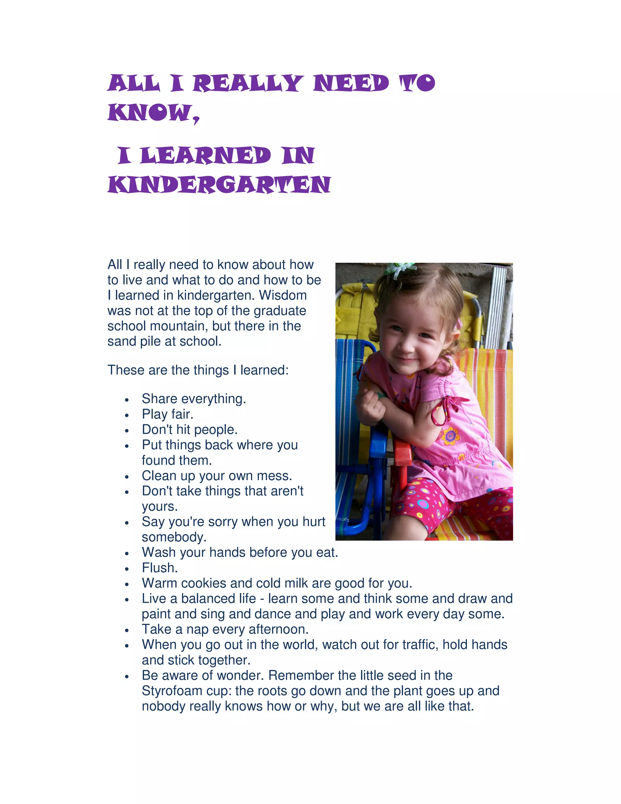All I really need to know I learned in kindergarten | PDF