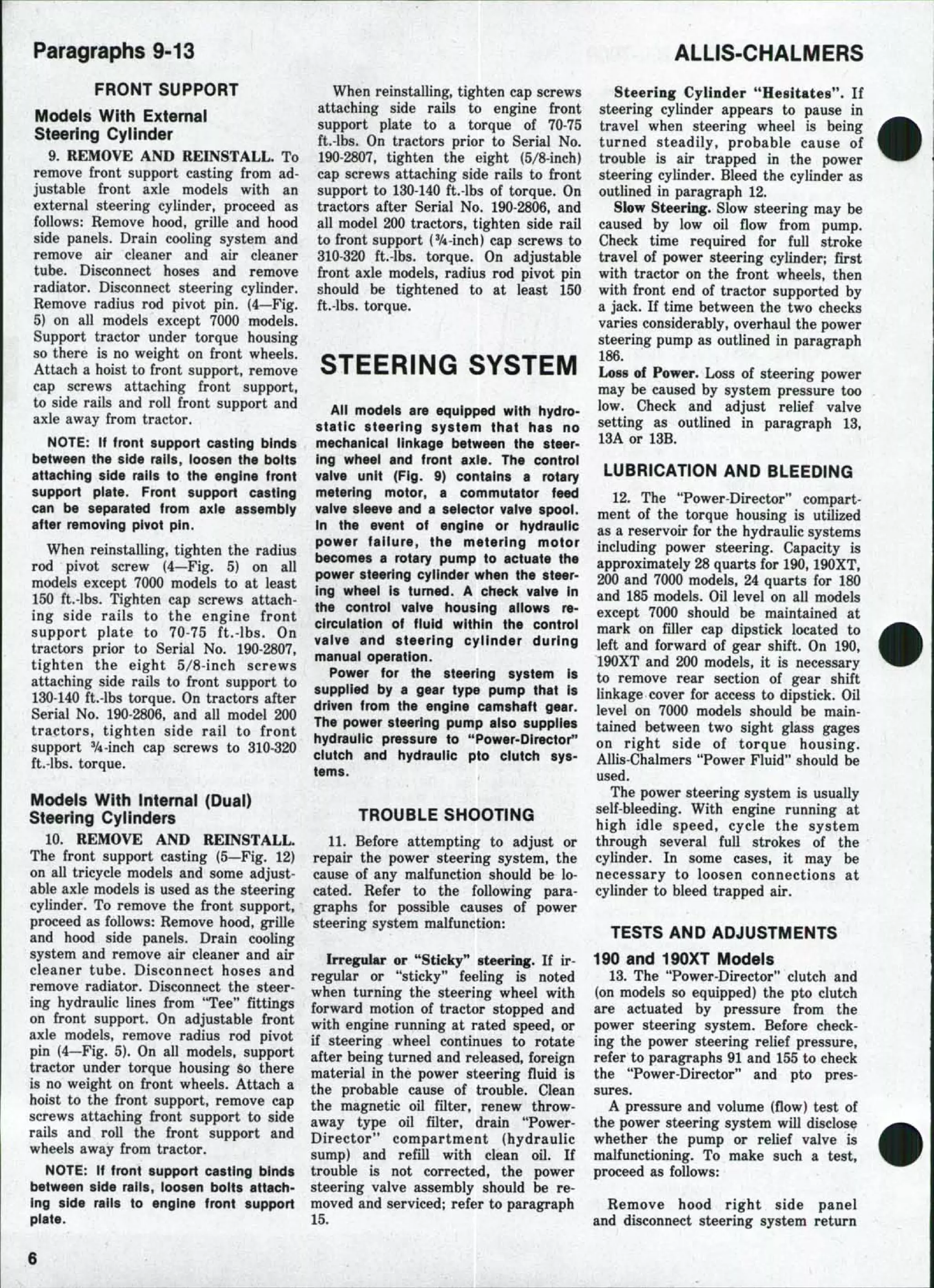 Allis chalmers models 190 xt tractor service repair manual | PDF