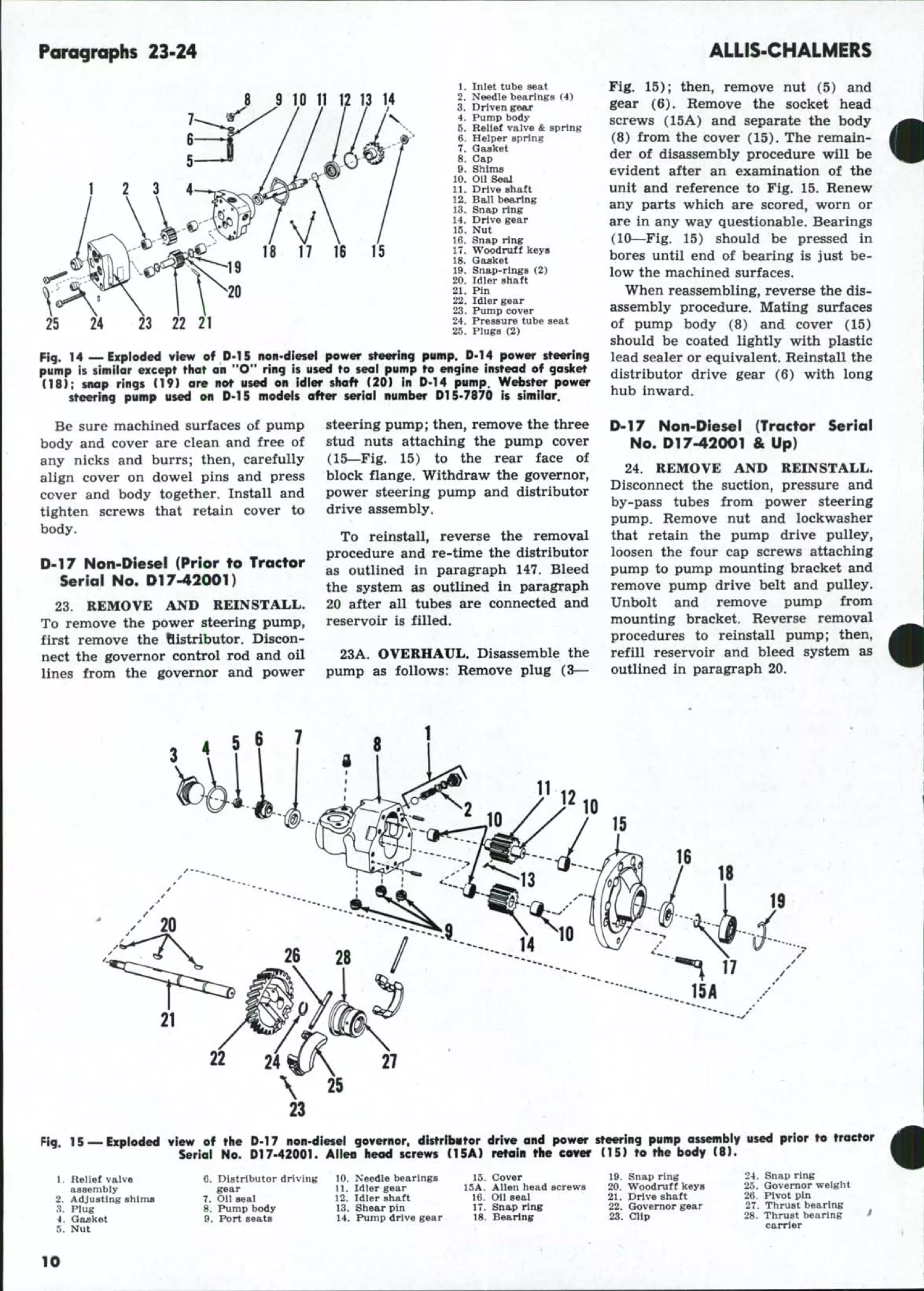 Allis chalmers models d 15, d-15 series ii tractor service repair ...