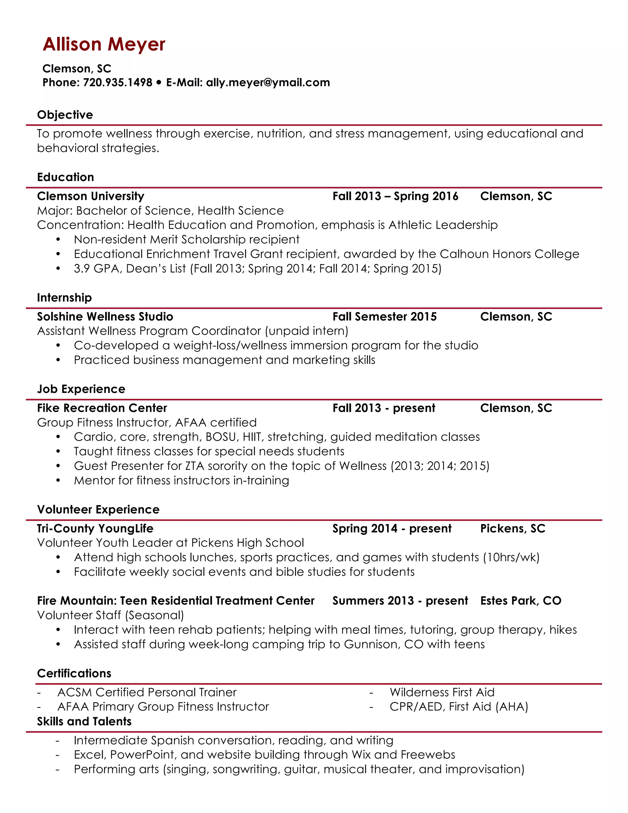 Allison Meyer Resume | PDF