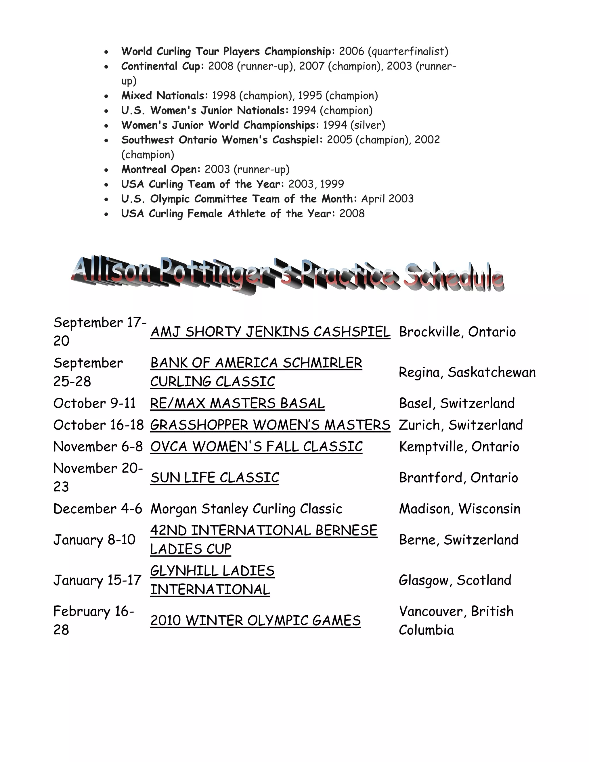 Allison pottenger info | DOC | Winter Olympic Sports | Olympic Sports