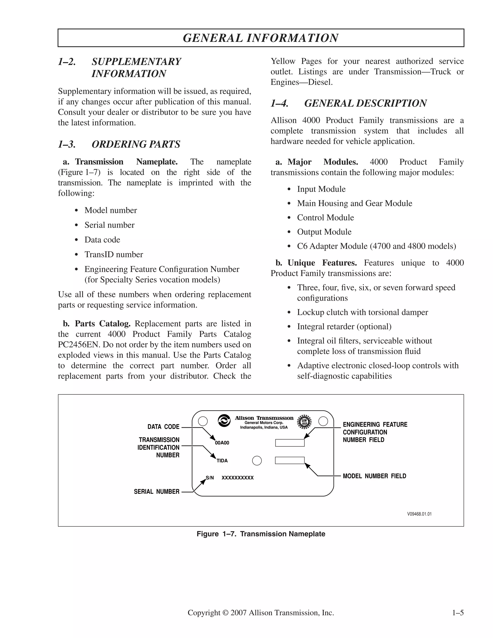 Allison Transmission 4000 Series Generation Controls Vocational Models ...