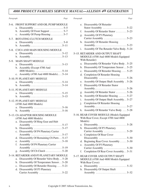 Allison transmission 4000 series generation controls vocational models ...