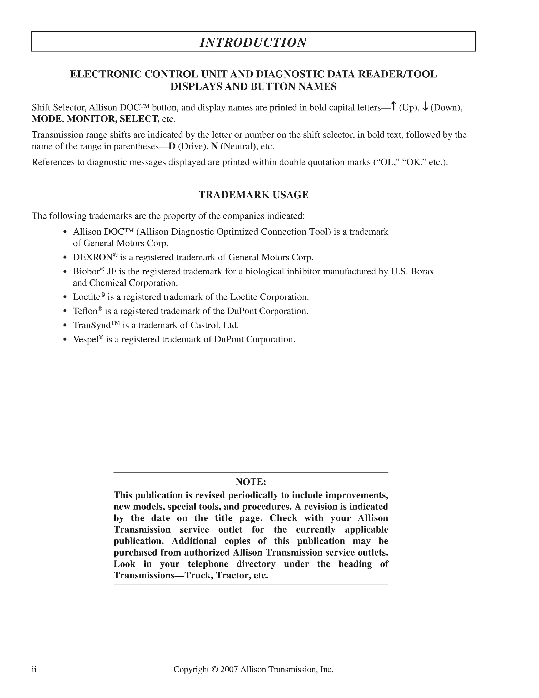 Allison transmission 4000 series generation controls vocational models ...