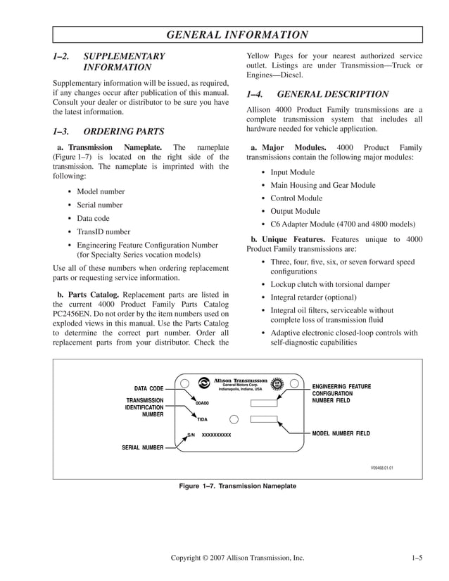 Allison transmission 4000 series generation controls vocational models t 525 service repair ...