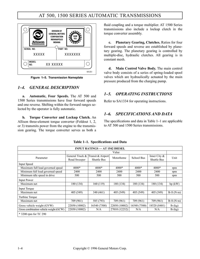 Allison transmission at 545 Repair Workshop Service Manual | PDF