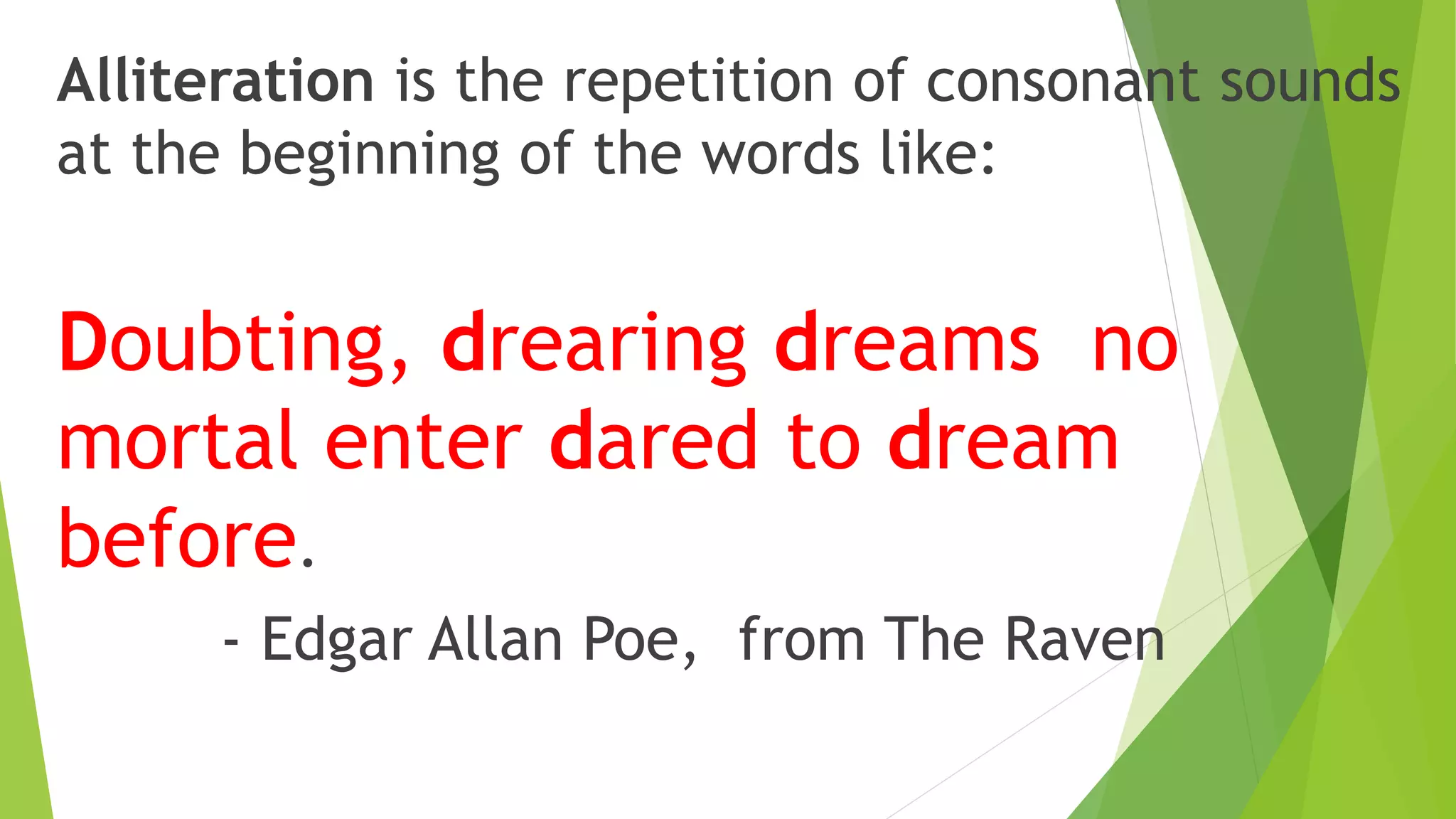 Alliteration, assonance, and consonance | PPTX