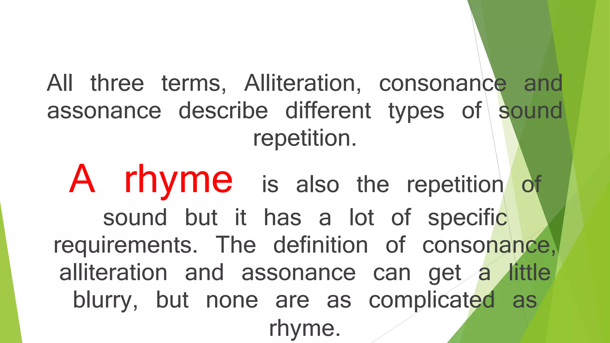 Alliteration, assonance, and consonance | PPTX