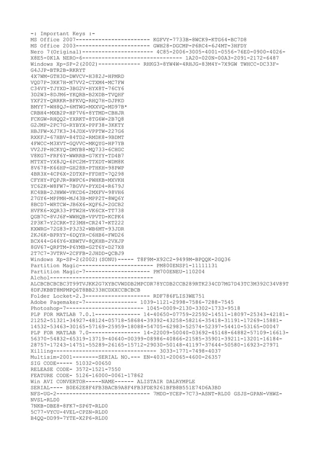 All keys and codes | TXT | Antivirus Software | Computer Software and ...