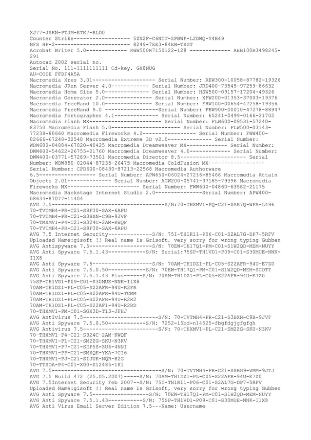 All keys and codes | TXT | Antivirus Software | Computer Software and ...