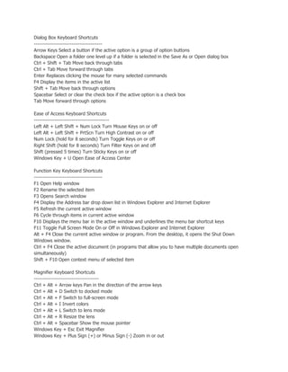 All list of keyboard shortcuts for windows 7 | PDF