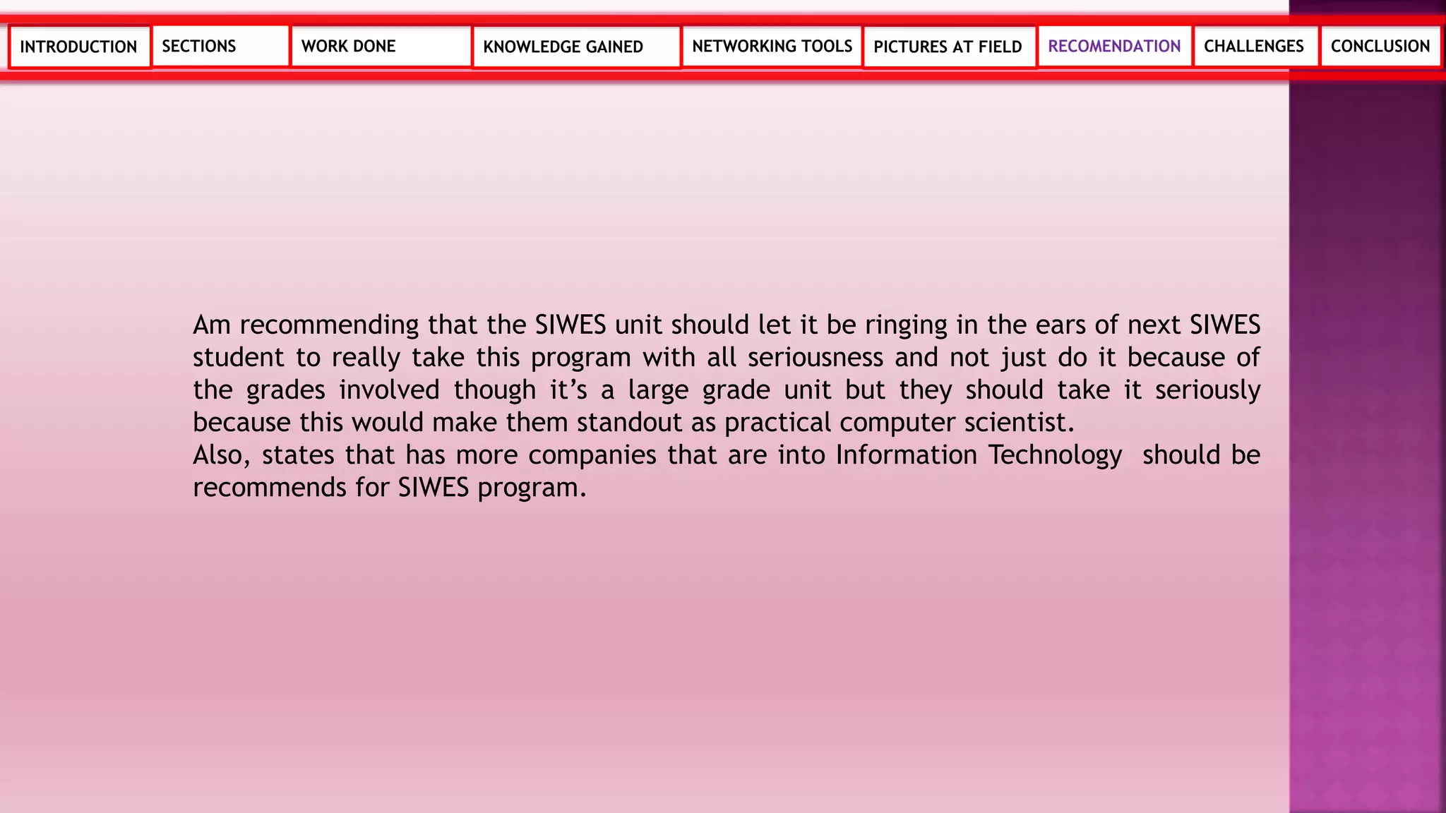 SIWES PRESENTATION | PPTX