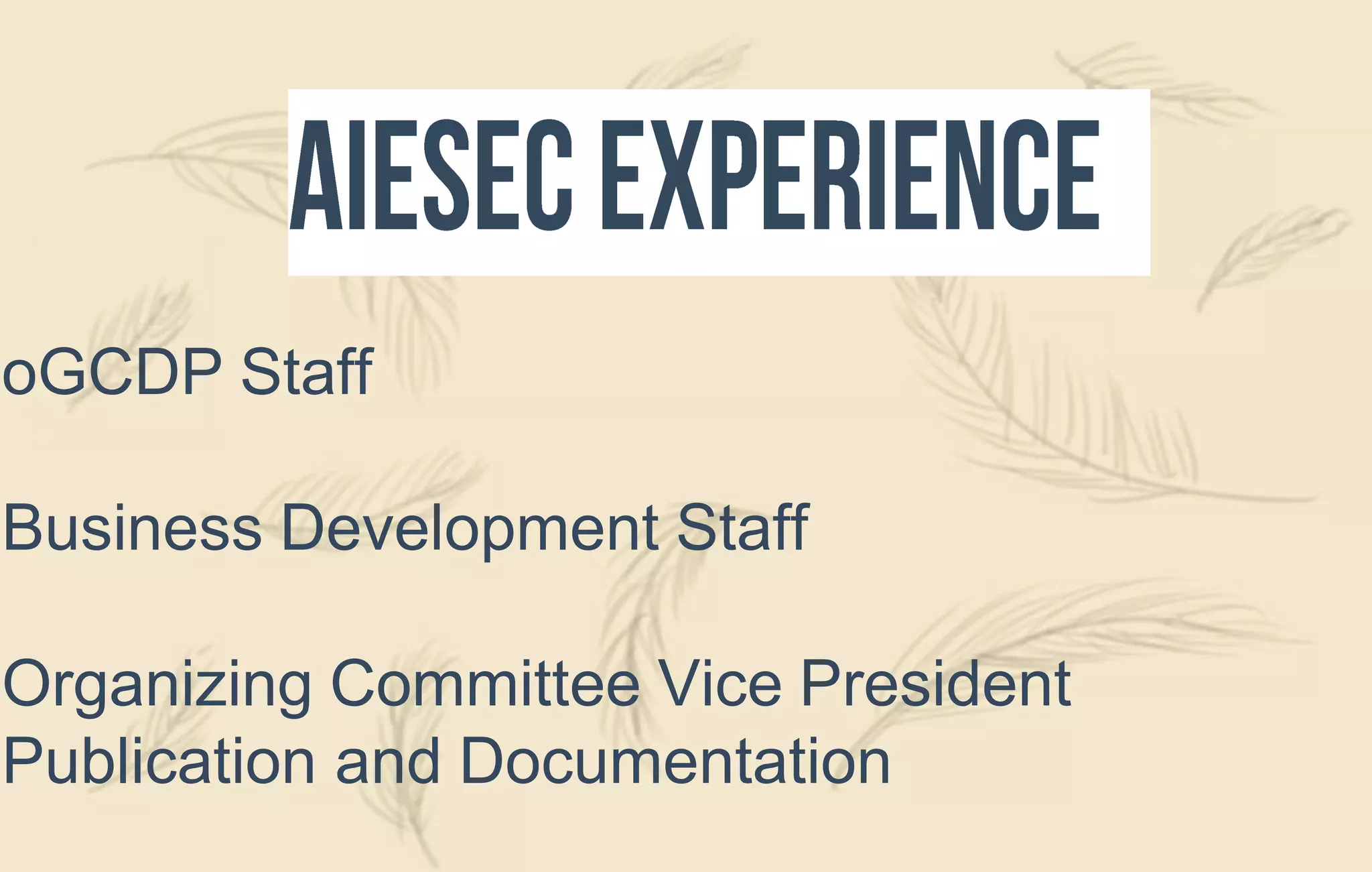 Mentor Profile - AIESEC LC UB | PPT | Business Expos & Conferences | Events