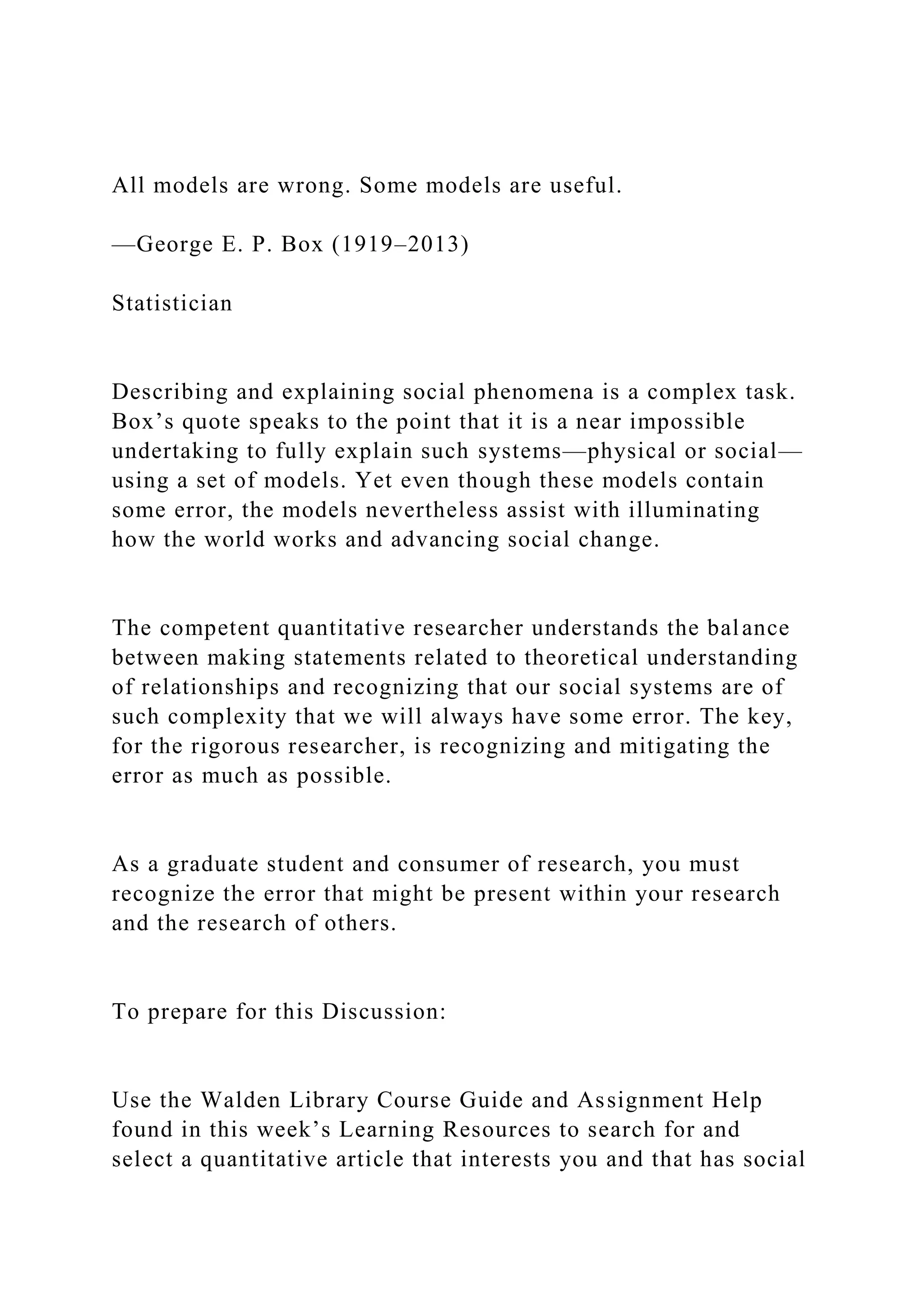 All models are wrong. Some models are useful.—George E. P. Box.docx