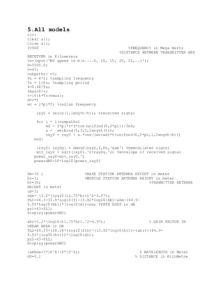 matlab coding for All propagation model using rayleigh | DOCX