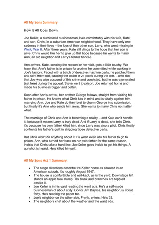All my sons summary | PDF
