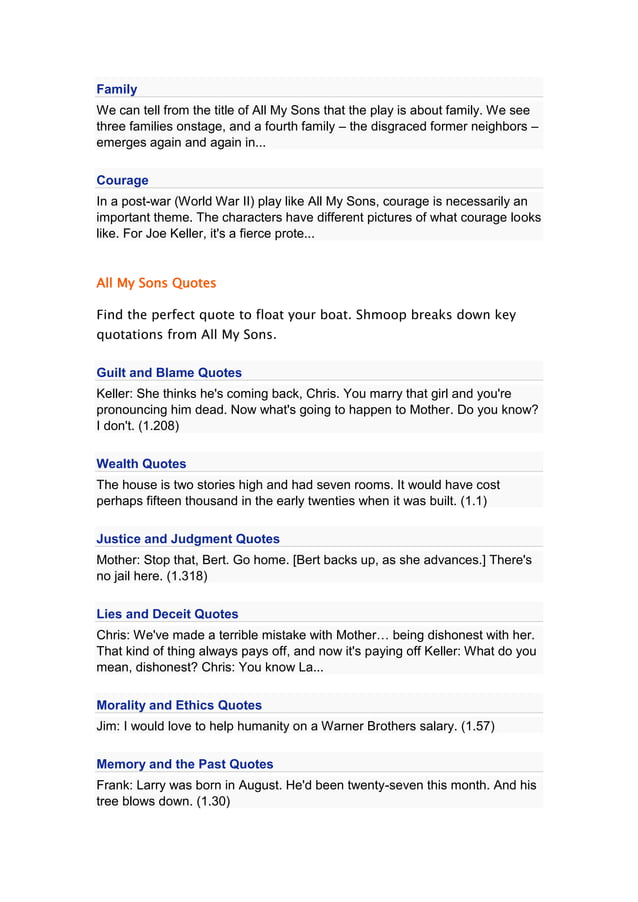 All my sons summary | PDF