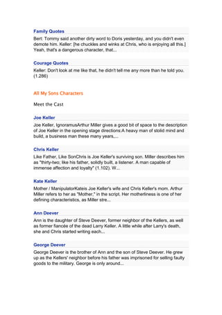 All my sons summary | DOCX