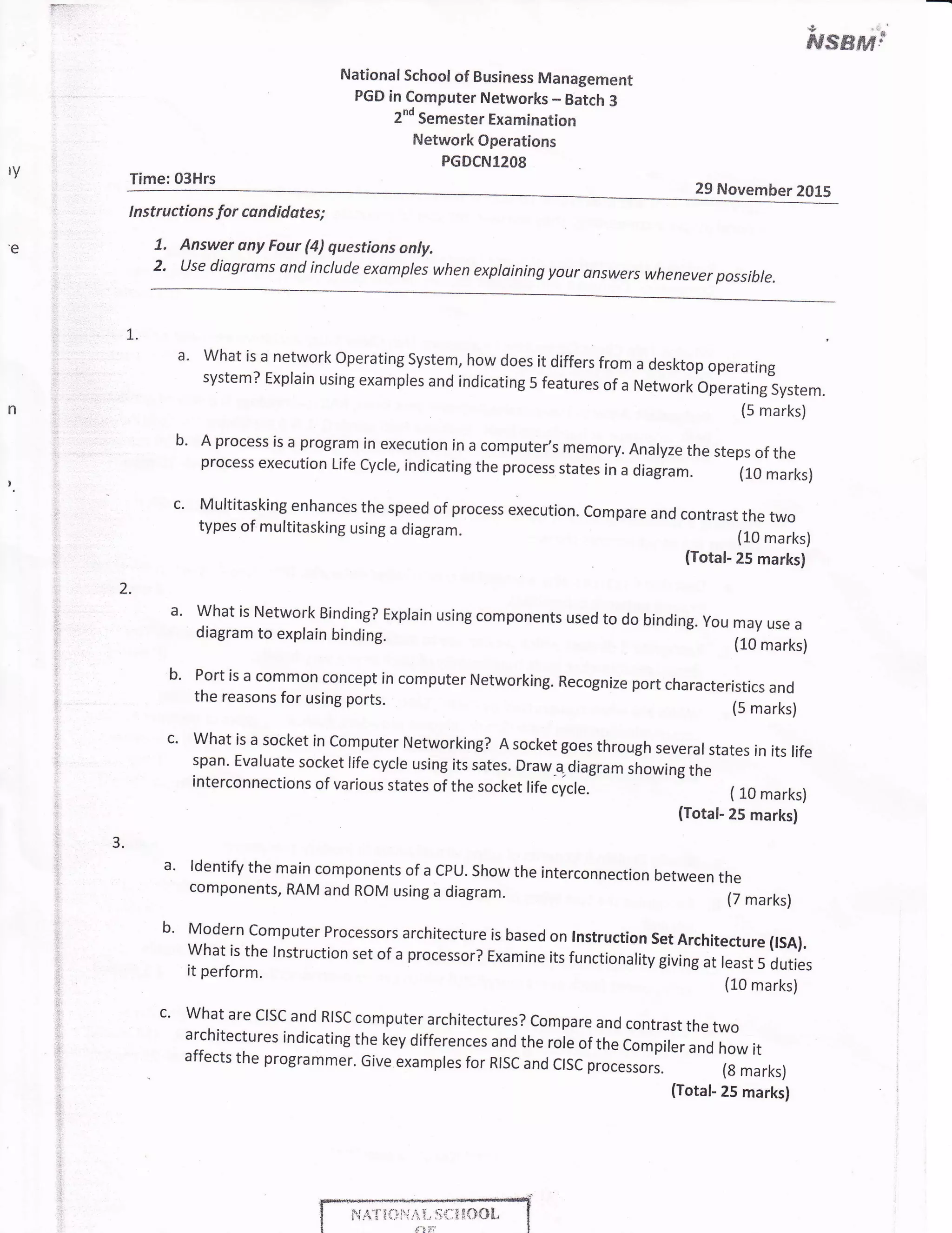 All nsbm exam papers | PDF