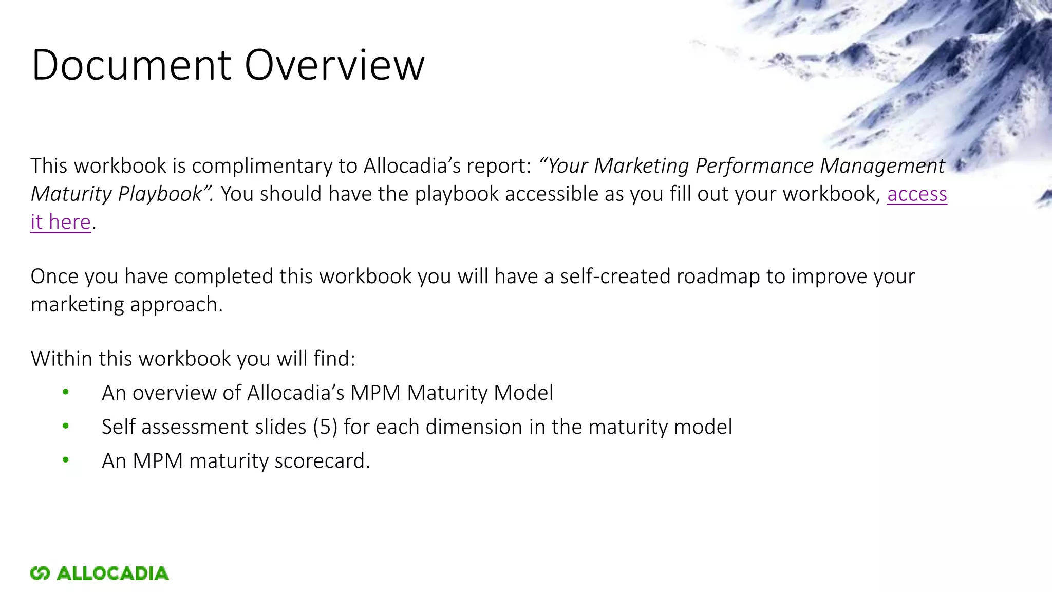 Allocadia's Marketing Performance Management Maturity Self-Assessment Workbook | PPTX ...