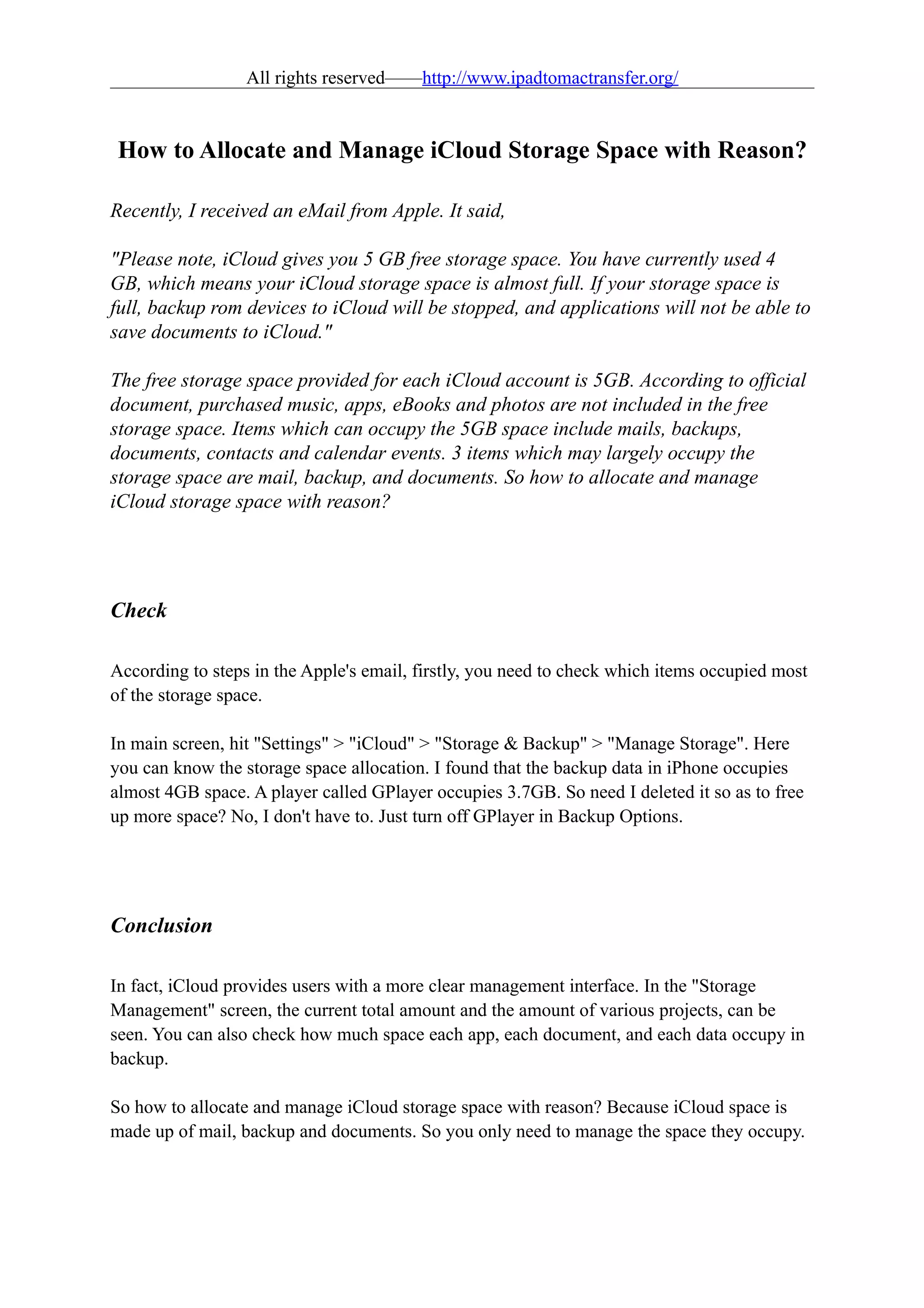 Allocate And Manage Icloud Storage Space With Reason Doc