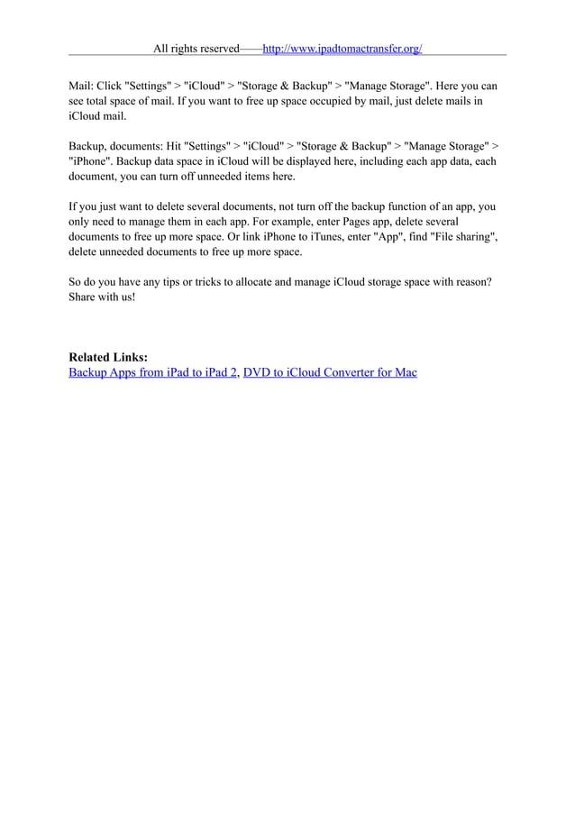 Allocate and manage icloud storage space with reason | DOC