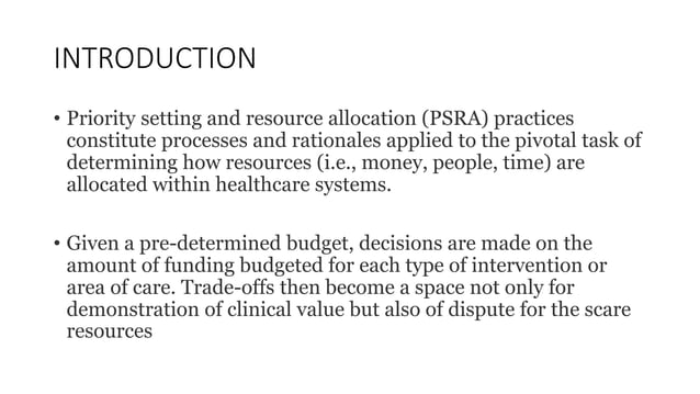 Allocating resources for healthcare.pptx | Healthcare Industry | Industries