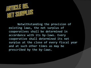 Allocation and Distribution of Net Surplus | PPT