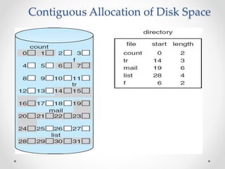 Allocation and free space management | PPTX | Data Storage and Warehousing | Computing