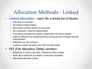 Allocation and free space management | PPTX | Data Storage and Warehousing | Computing