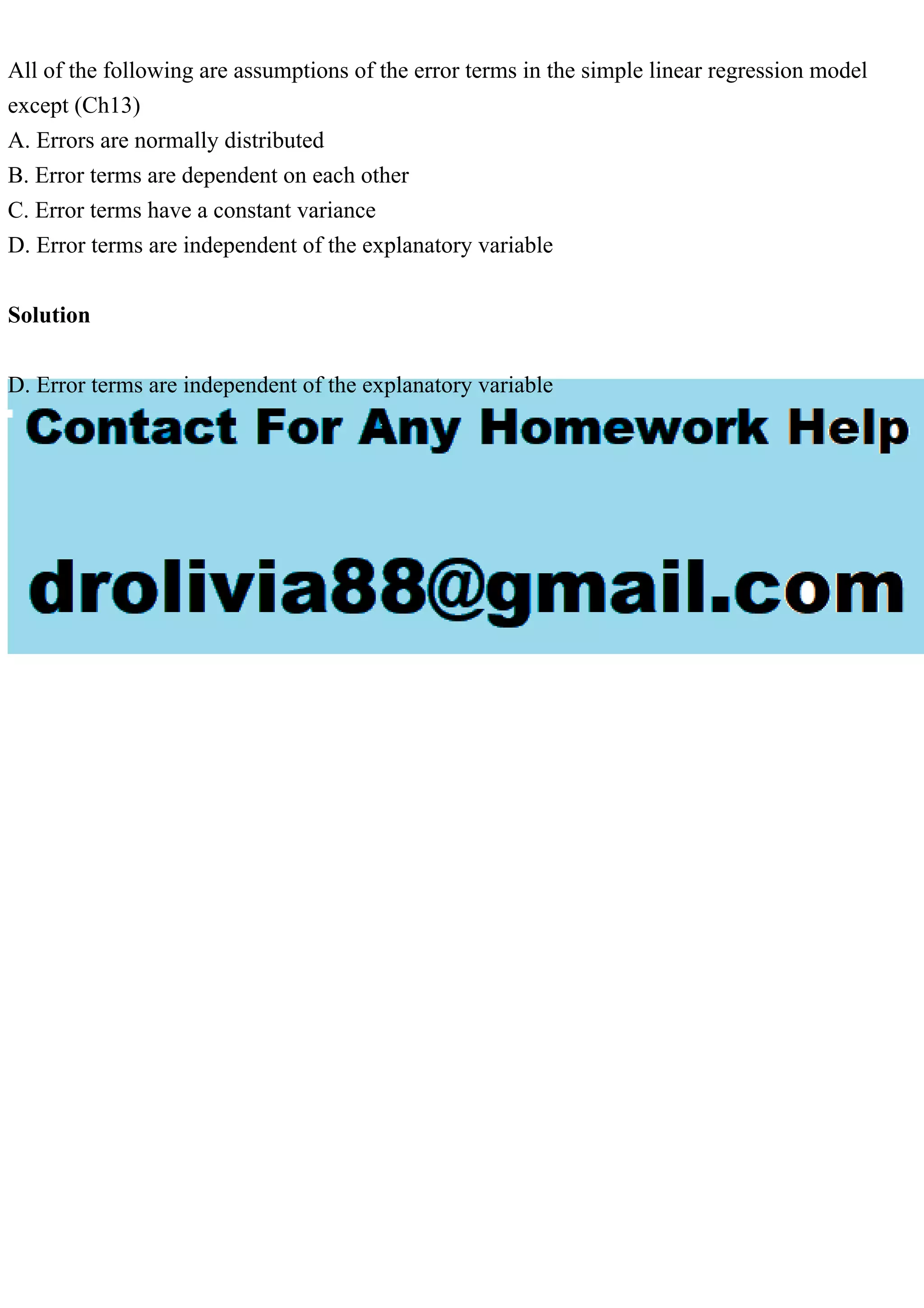 All of the following are assumptions of the error terms in the simpl.pdf