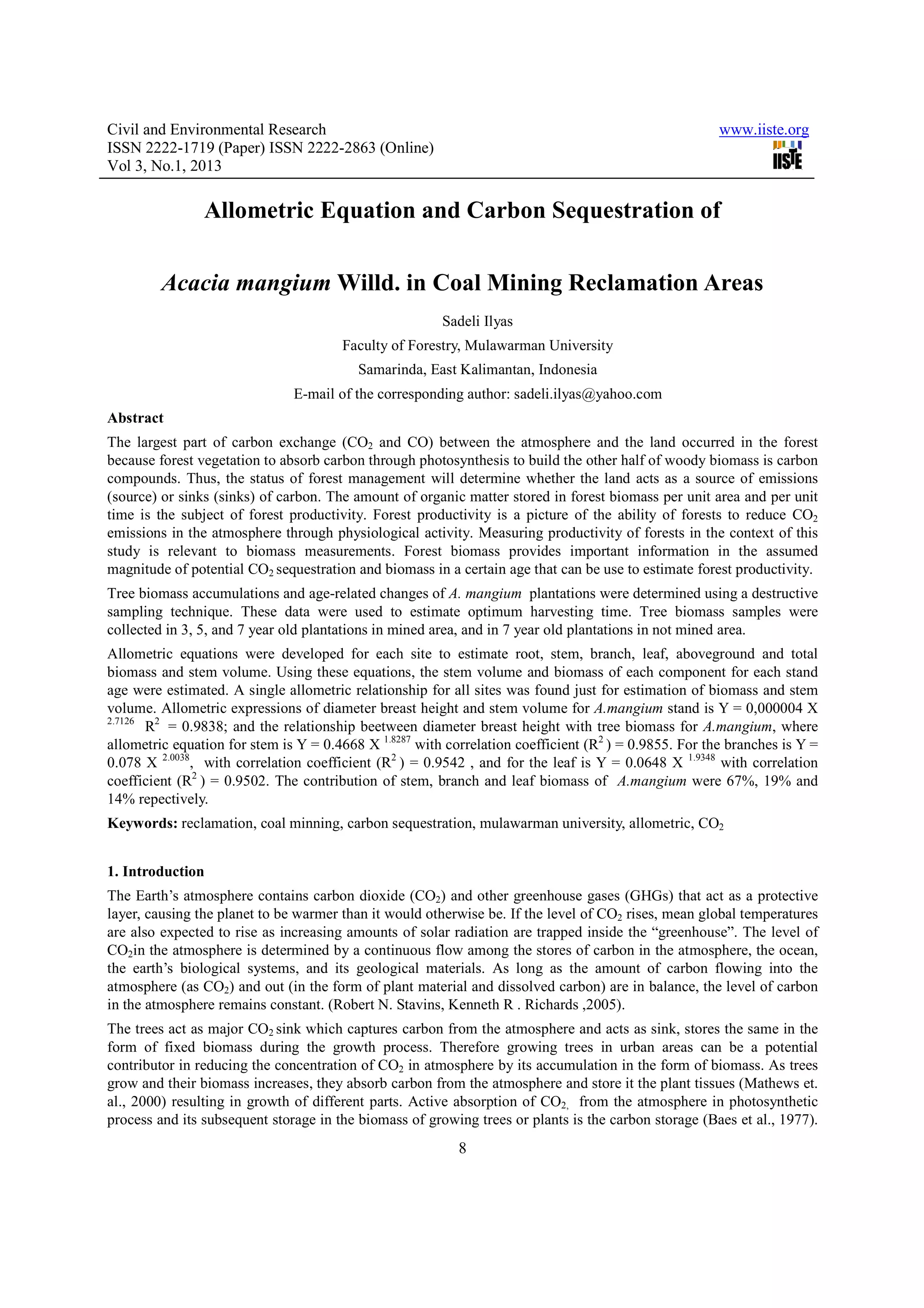 Allometric equation and carbon sequestration of | PDF