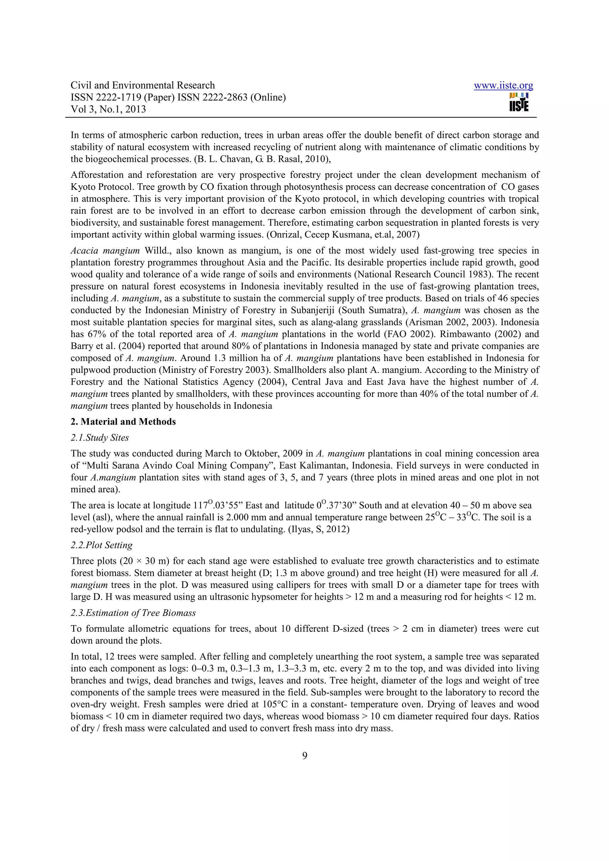 Allometric equation and carbon sequestration of | PDF