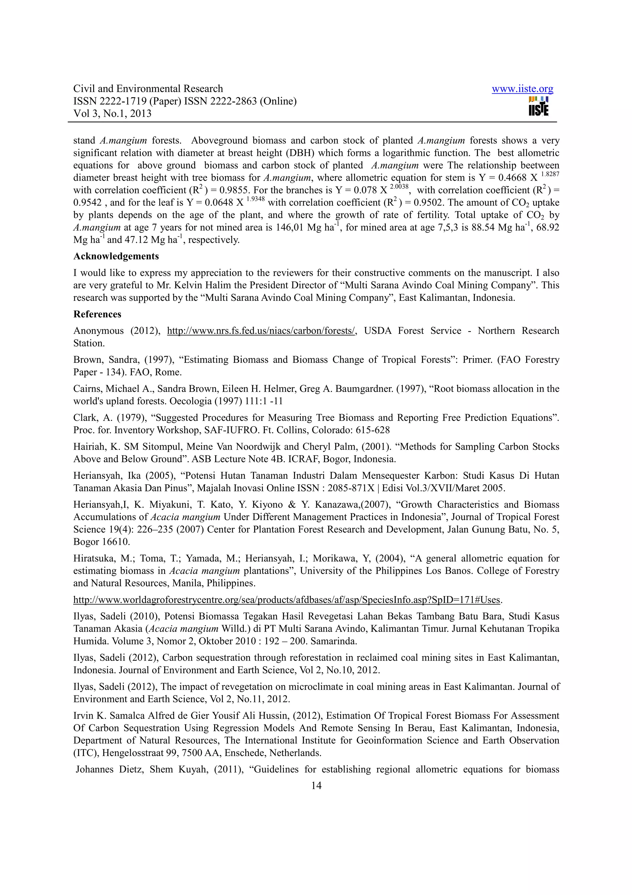 Allometric equation and carbon sequestration of | PDF