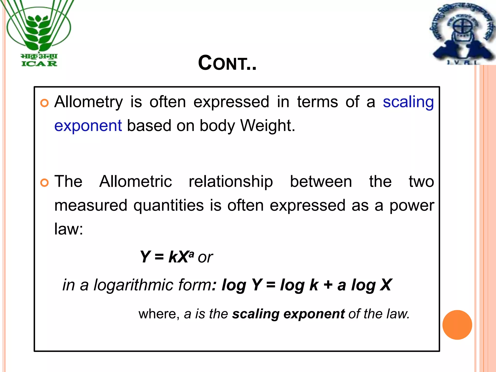 Applicatiojns of Allometric principles in animal nutrition research | PPTX