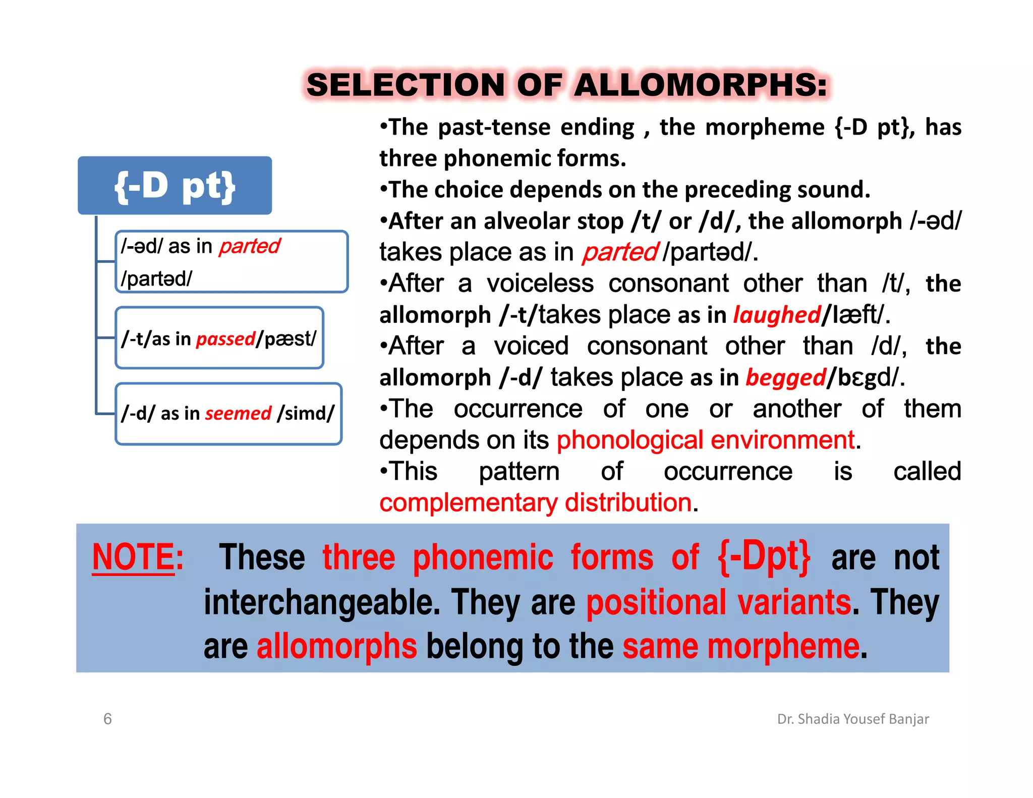 Allomorphs - Dr. Shadia Yousef Banjar | PDF